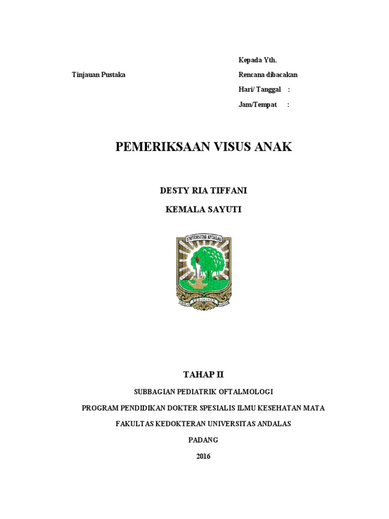 Pemeriksaan Visus pada Bayi dan Anak | PDF | Kesehatan Holistik | Sains ...