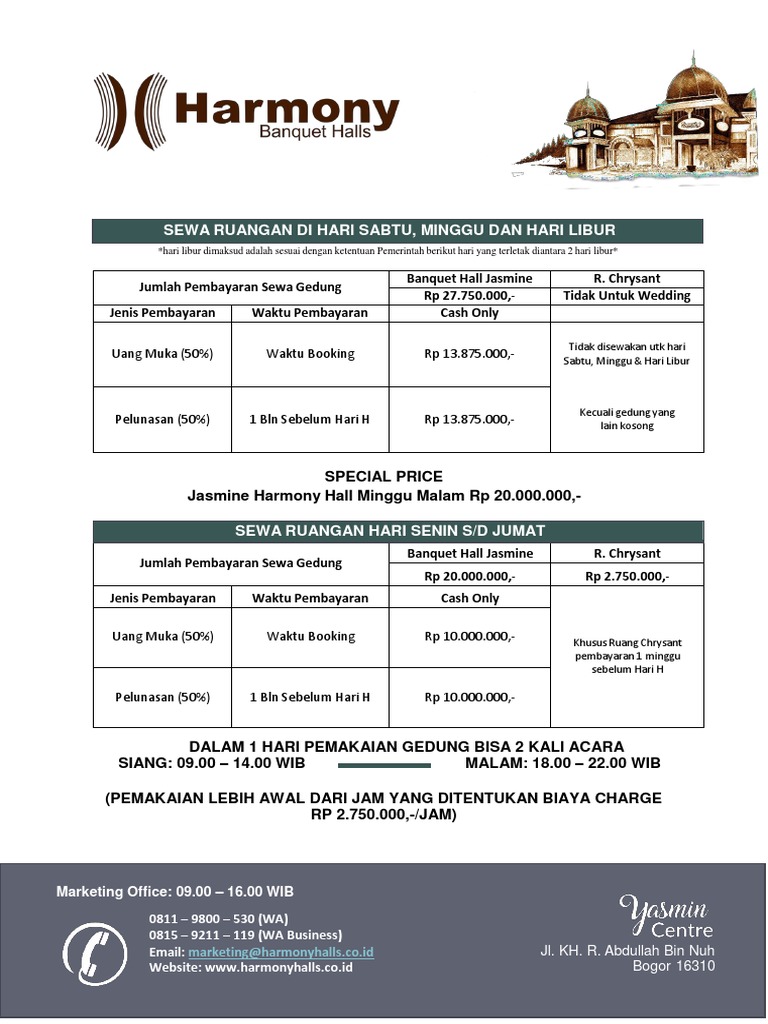 Pricelist Harmony Hall 2020 | PDF