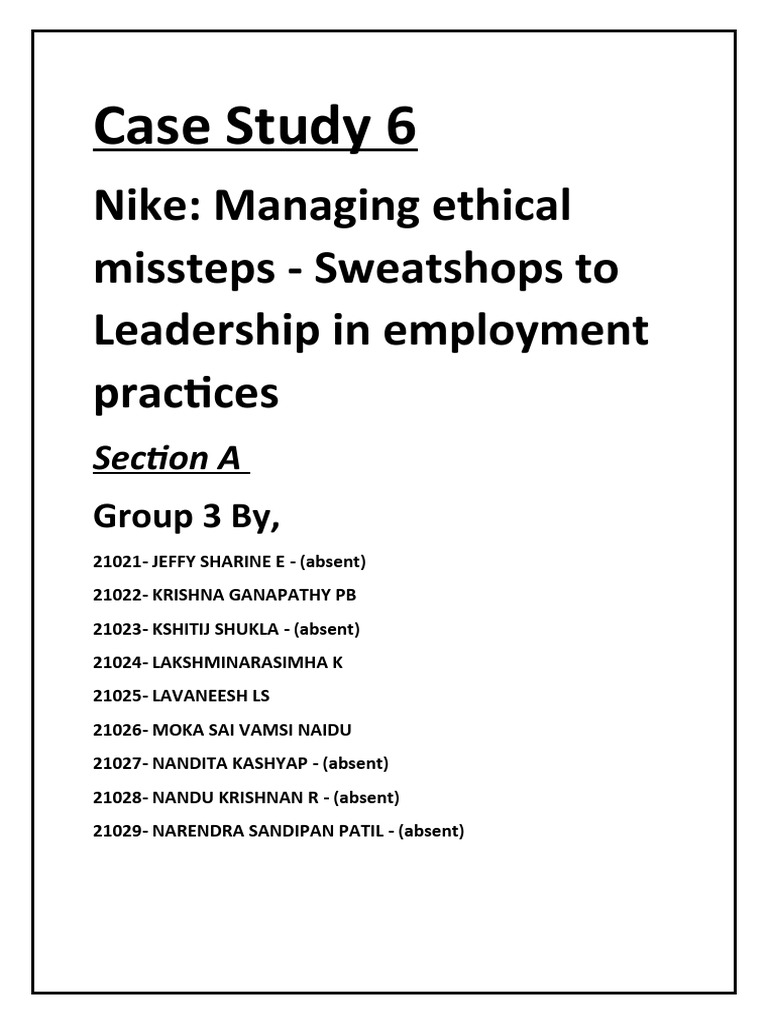 Nike: Managing Ethical Missteps - Sweatshops To Leadership in ...