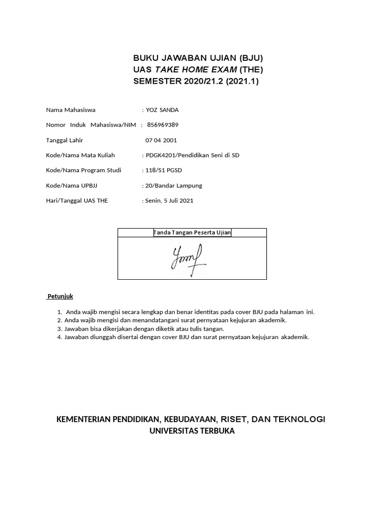 Panduan Ujian UAS THE Universitas Terbuka | PDF