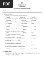 CBSE Class 2 Computers Practice Worksheet | PDF | Input/Output ...