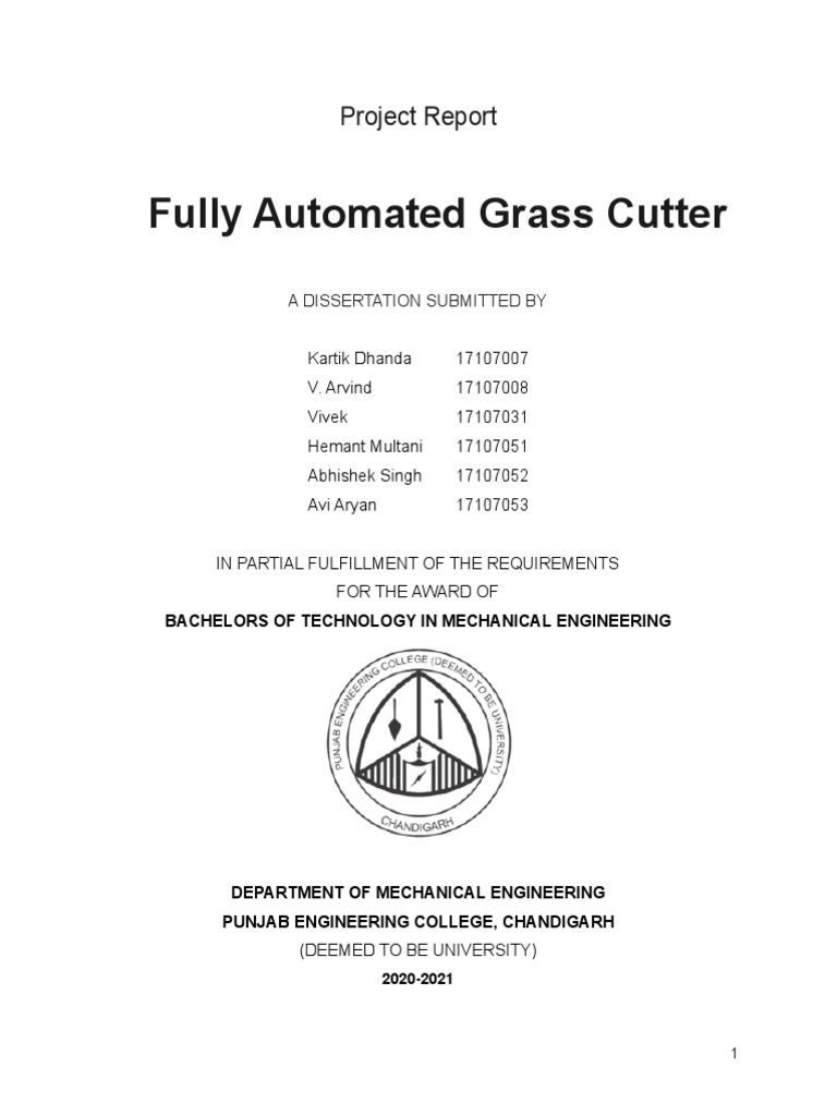 Fully Automated Grass Cutter | PDF | Lawn Mower | Mower