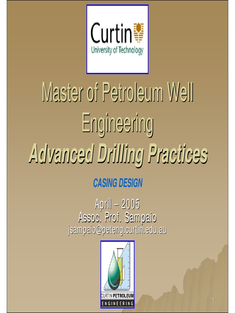 Advanced Drilling Practices - Casing Design | PDF | Casing (Borehole ...