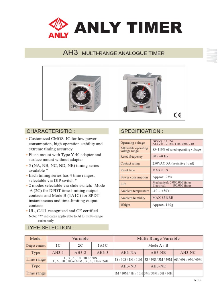 Anly Timer: Multi-Range Analogue Timer | PDF | Switch | Electrical ...