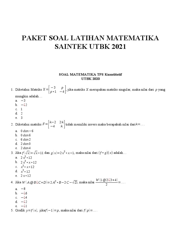 MTK Saintek UTBK | PDF