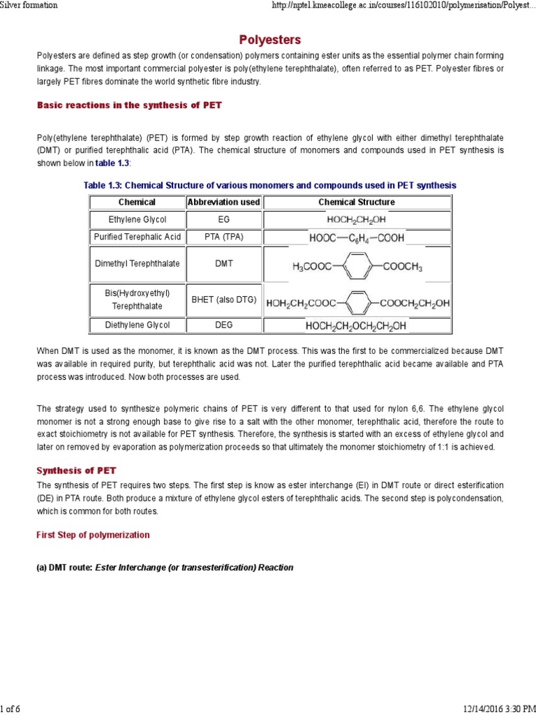 Polyesters | PDF | Ester | Polyester
