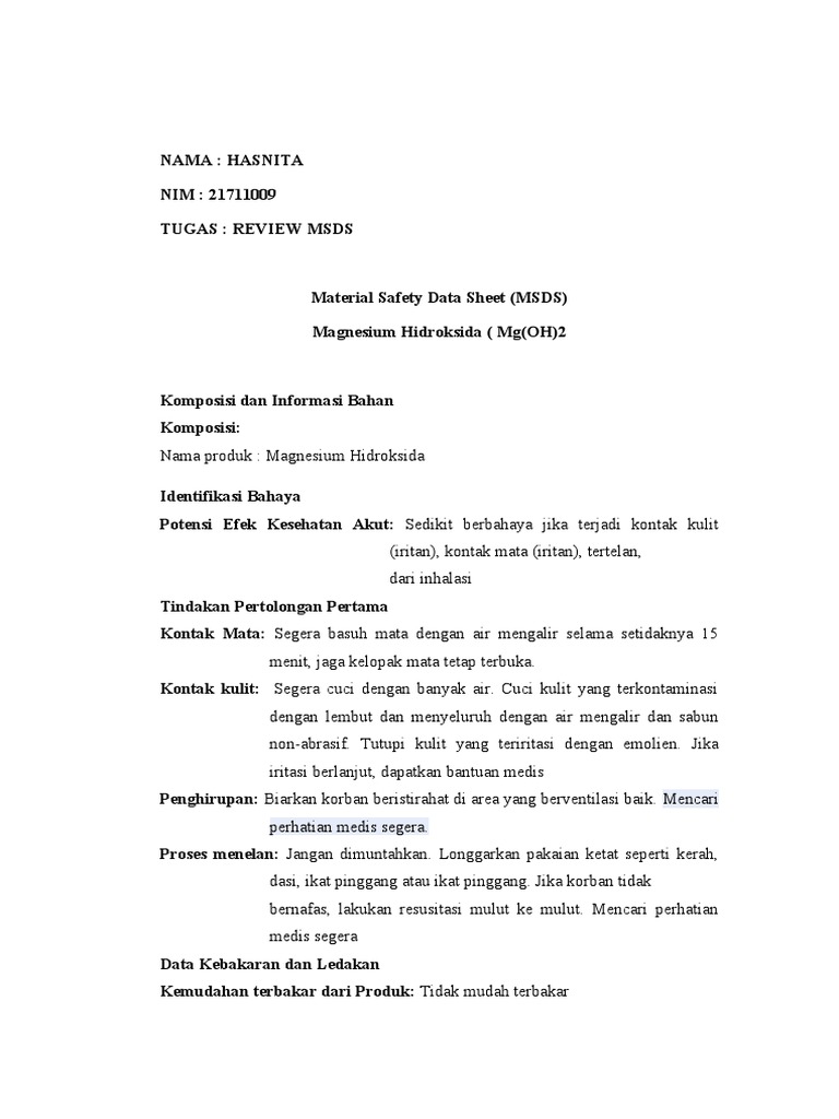 Tugas Review Msds | PDF