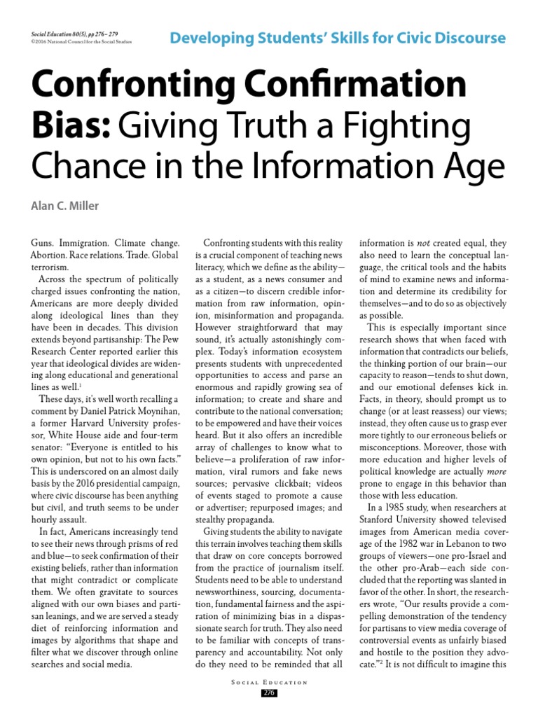 Confronting Confirmation Bias | PDF | Media Bias | Bias