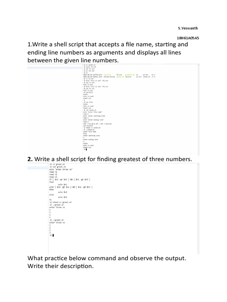 1write A Shell Script That Accepts A File Name Starting And Ending Line Numbers As Arguments