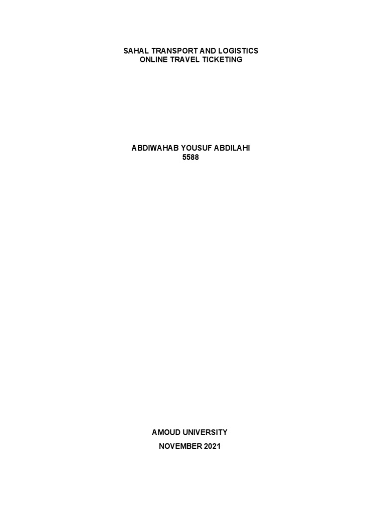 Online Ticketing System for Sahal Transport | PDF | World Wide Web ...