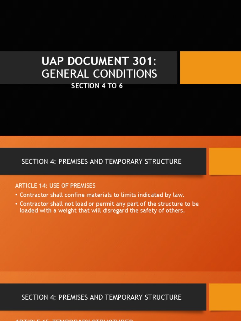 UAP Document 301: General Conditions Overview | PDF | Employment ...