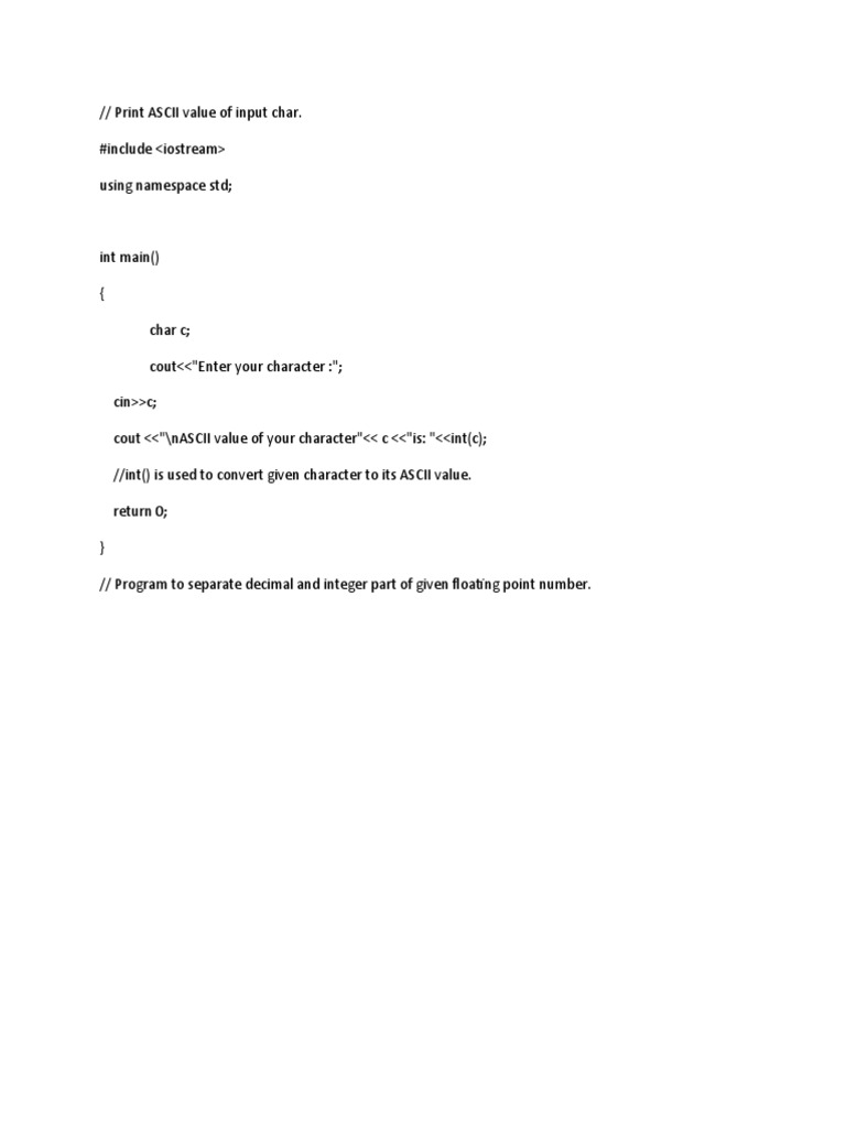 Print ASCII Value of Input Char | PDF | Teaching Methods & Materials ...