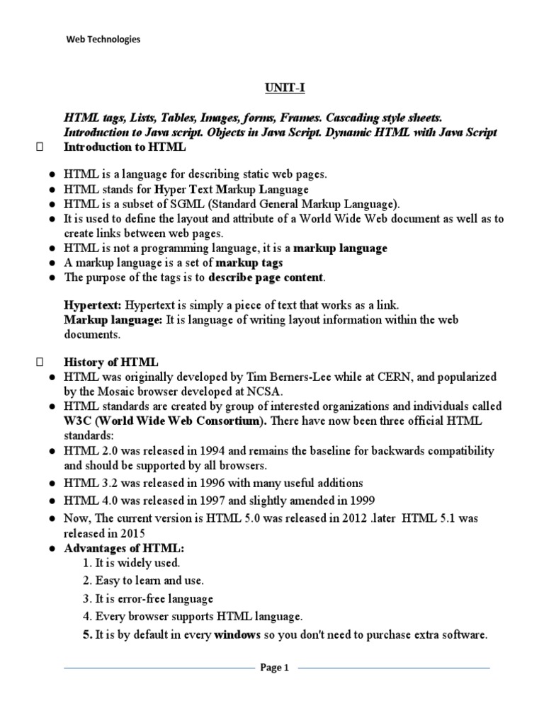 WT HTML | PDF | Html Element | Html