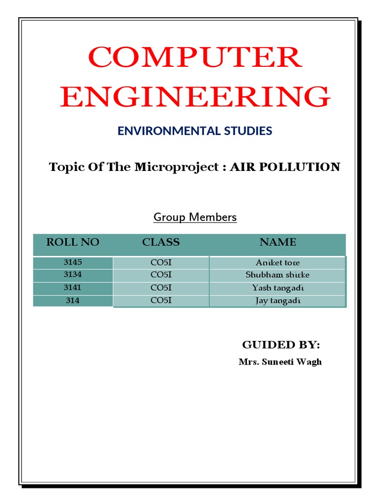EST Microproject - Group 12 | PDF | Air Pollution | Particulates