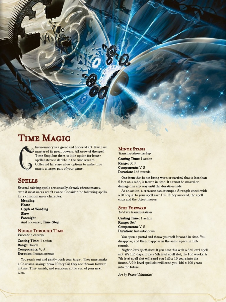 Time Magic: Spells | PDF | Time Travel