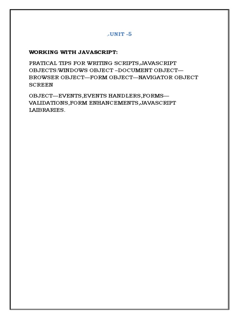 Working With Javascript:: Unit - 5 | Download Free PDF | Java Script | J Query