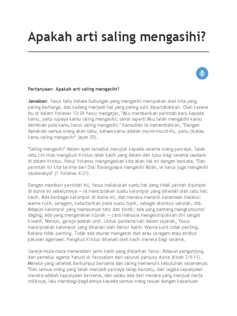 Apakah Arti Saling Mengasihi | PDF | Agama & Spiritualitas Apakah Arti Saling Mengasihi | PDF | Agama & Spiritualitas