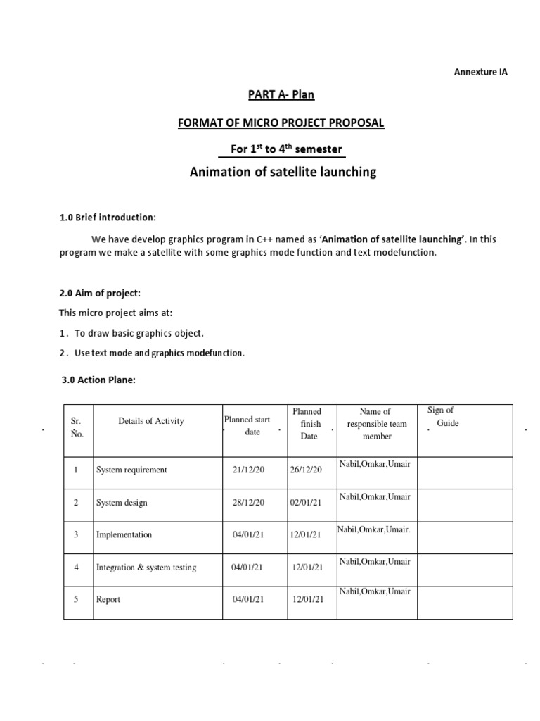 Animation of Satellite Launching: PART A-Plan Format of Micro Project Proposal For 1 To4 ...