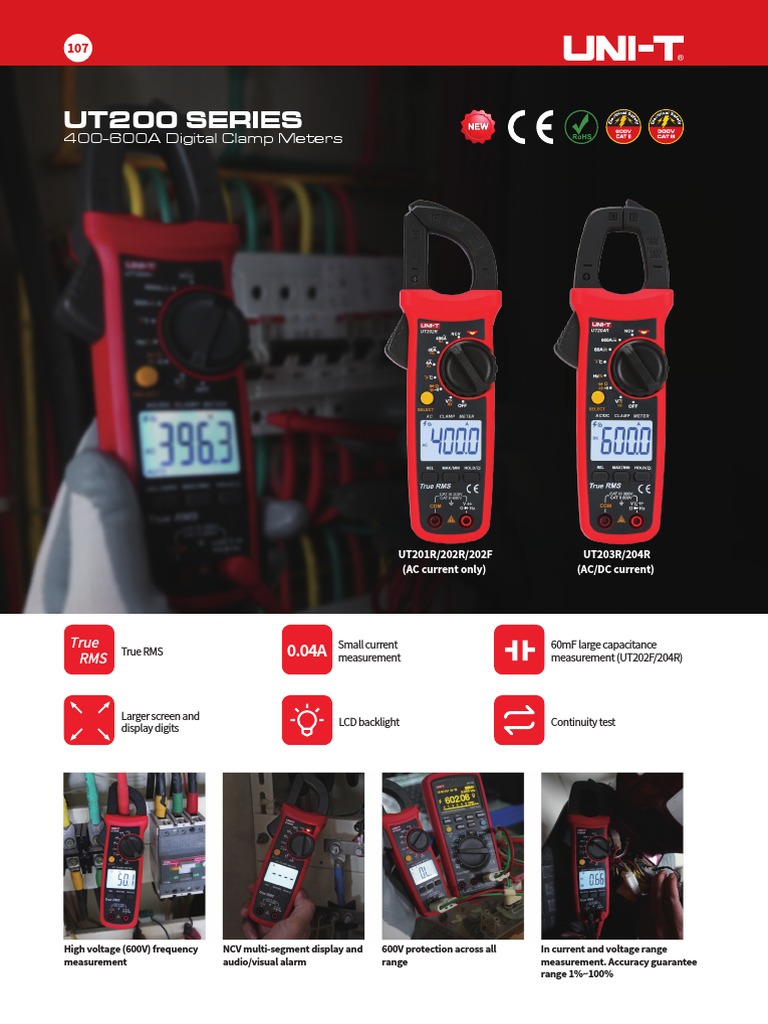 Ut200 Series: 400-600A Digital Clamp Meters | PDF | Alternating Current ...