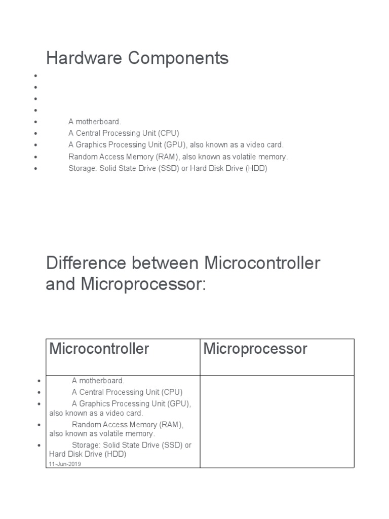 Key Computer Hardware Components | PDF