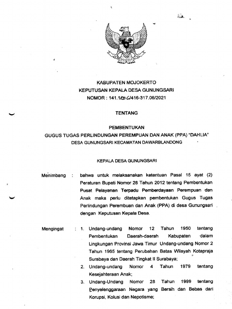 Contoh SK Gugus Tugas PPA Desa | PDF