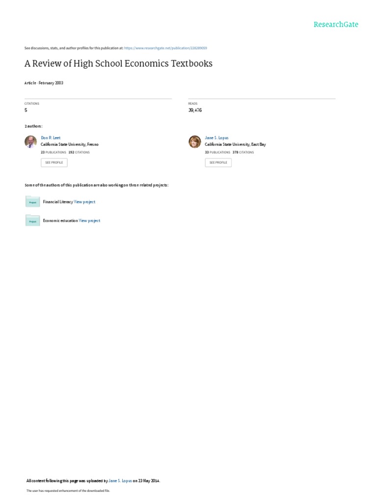 A Review of High School Economics Textbooks: February 2003 | PDF ...