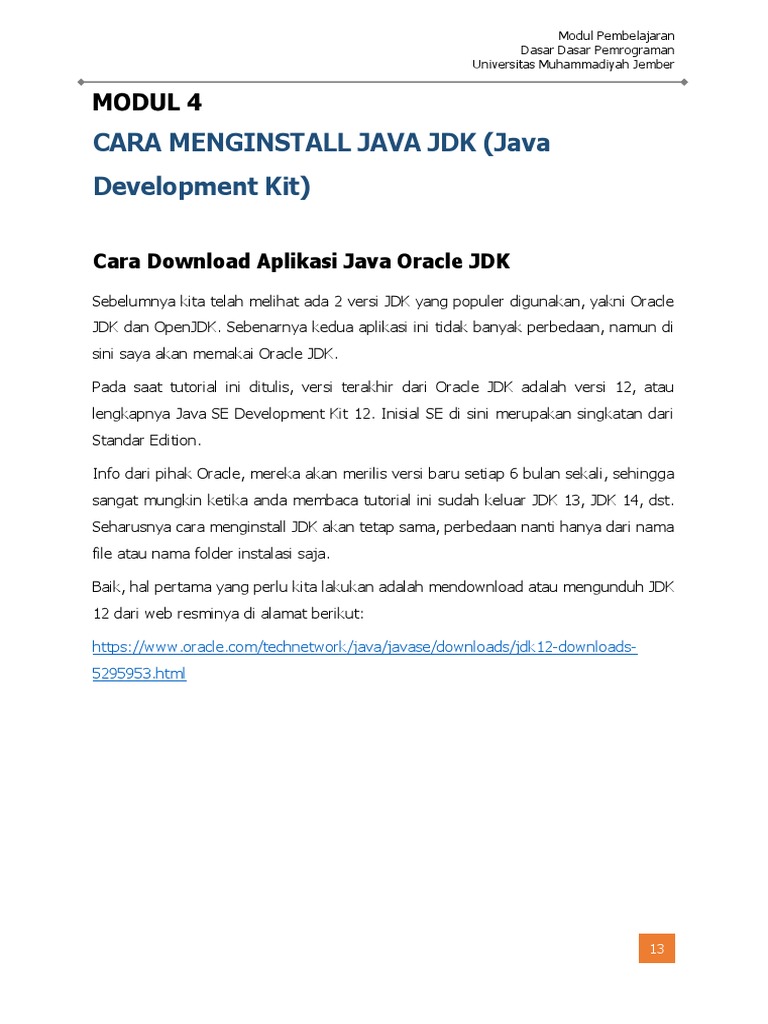 CARA MENGINSTALL JAVA JDK (Java Development Kit) | PDF