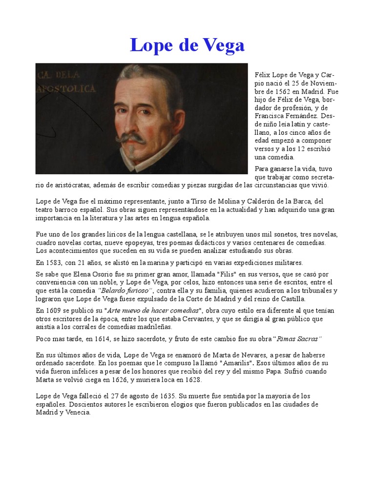 Biografía de Lope de Vega | PDF | Poesía