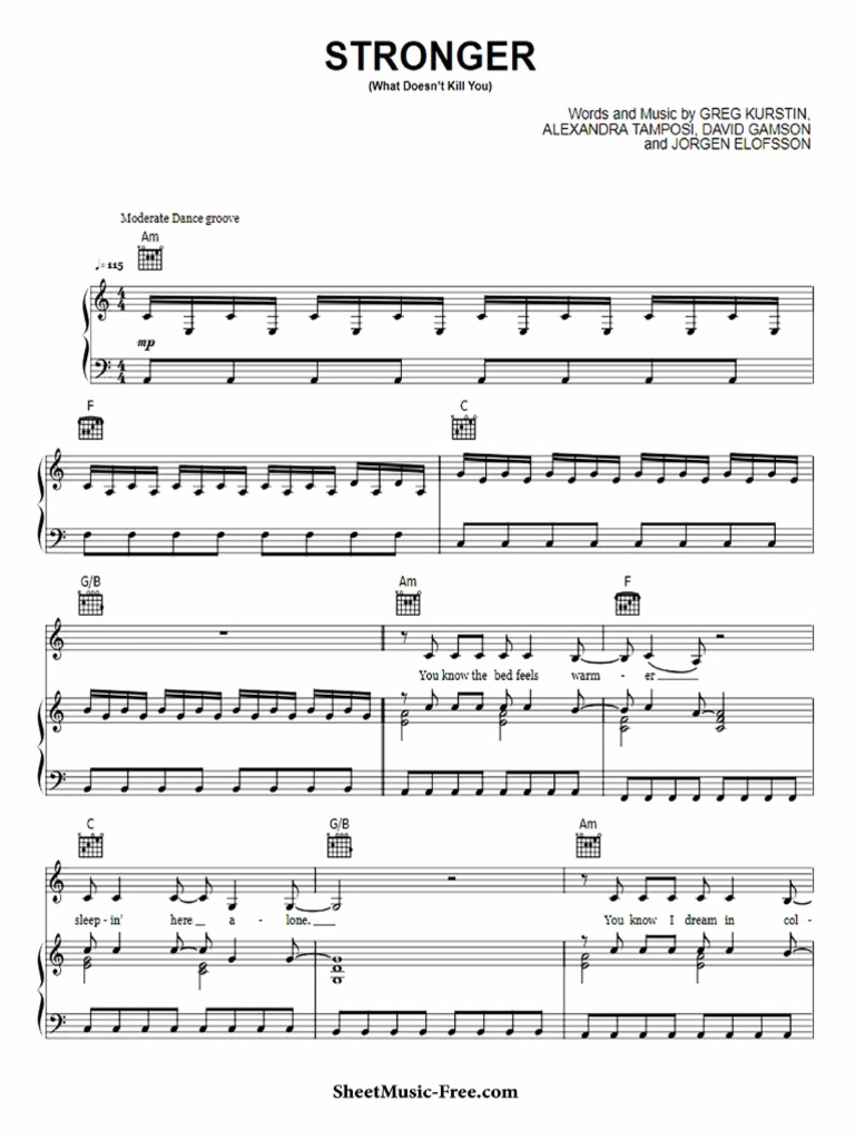 Stronger Sheet Music Kelly Clarkson (SheetMusic Free Com) | PDF