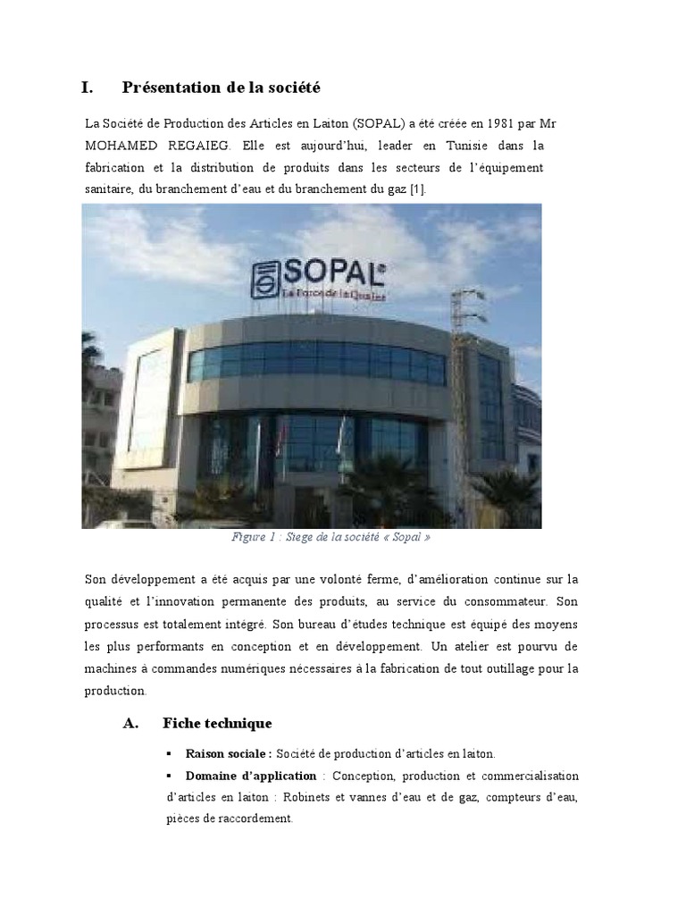 Présentation Sopal | PDF | Robinet (plomberie) | Usinage