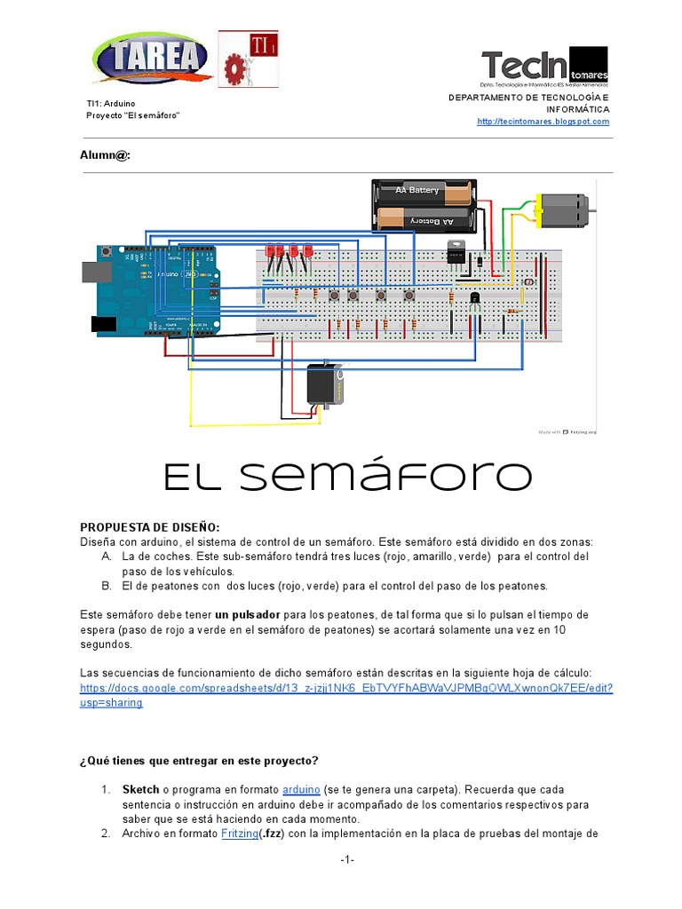 TI1 U2 Proyecto1 14-15 Arduino El semáforo | PDF | Semáforo | Arduino