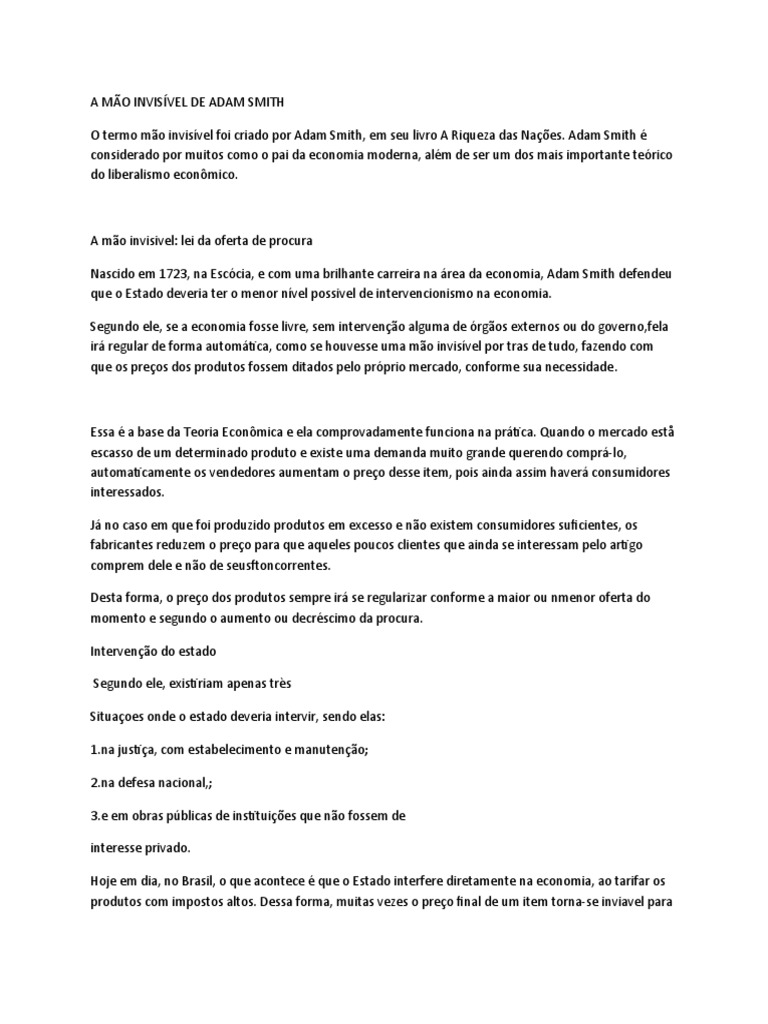 A mão invisível de Adam Smith | PDF