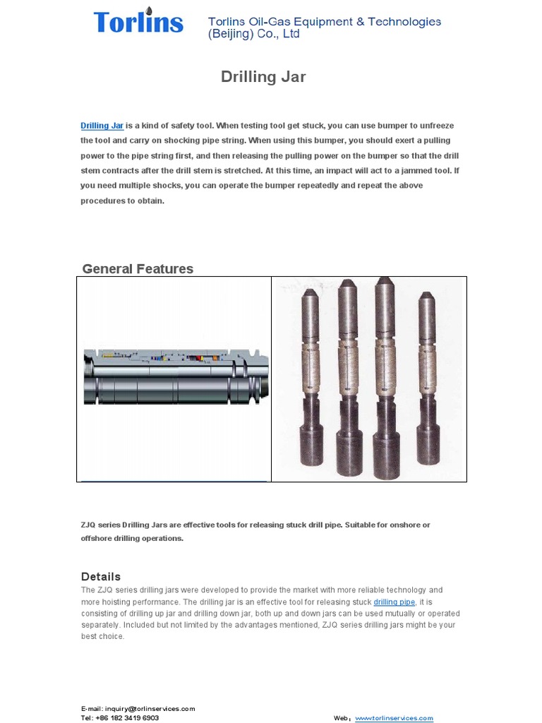 Drilling Jar: General Features | PDF | Oil Well | Manufactured Goods