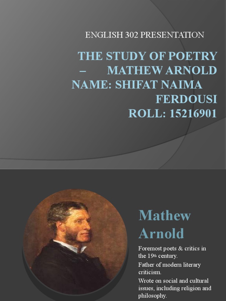 The Study of Poetry - Matthew Arnold | PDF | Poetry | John Dryden