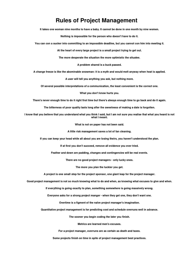 Rules of Project Management | PDF
