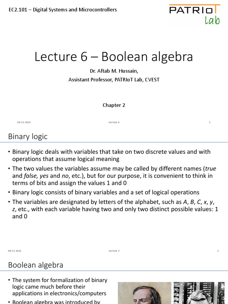Lecture 006 - Boolean Algebra | PDF | Teaching Mathematics | Boolean Algebra