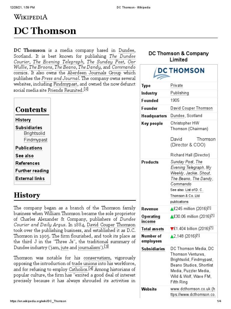 DC Thomson | PDF | Publishing