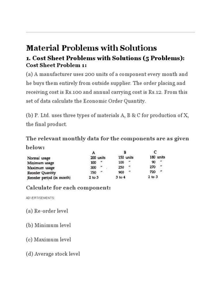 Material Practice Questions | PDF | Inventory | Business