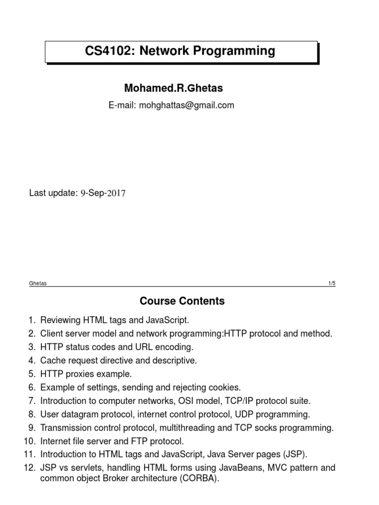 CS4102: Network Programming: Mohamed.R. Ghetas | PDF
