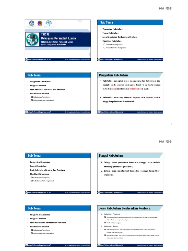 Materi 5. Kebutuhan Perangkat Lunak | PDF
