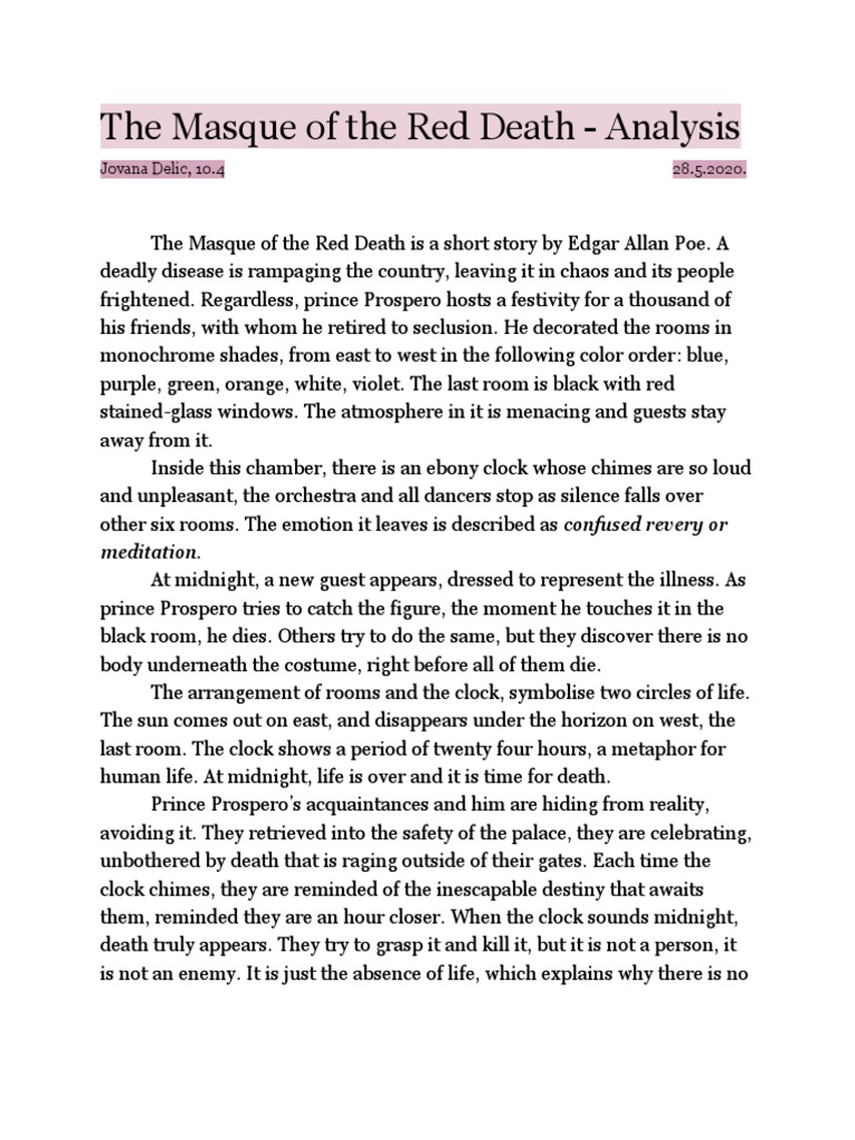 Analysis of "The Masque of the Red Death" | PDF