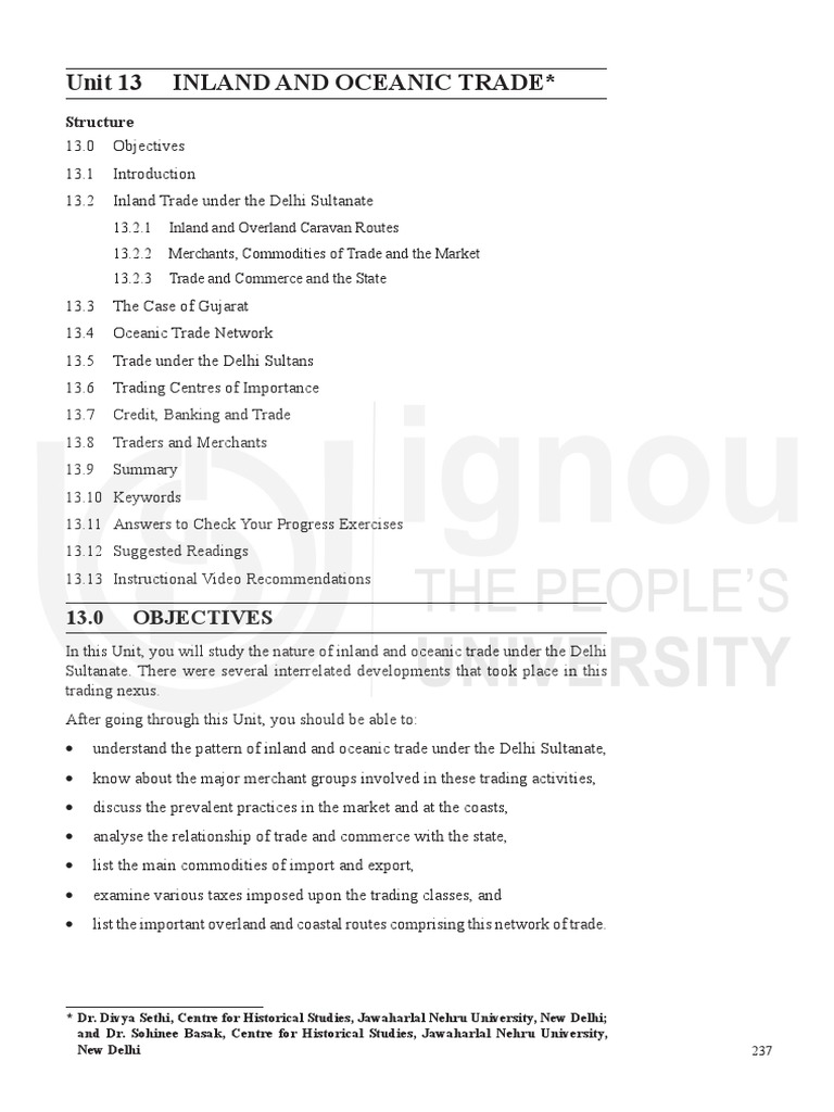 Trade (Inland & Ocean) Unit 3 | PDF | Trade | Indian Ocean