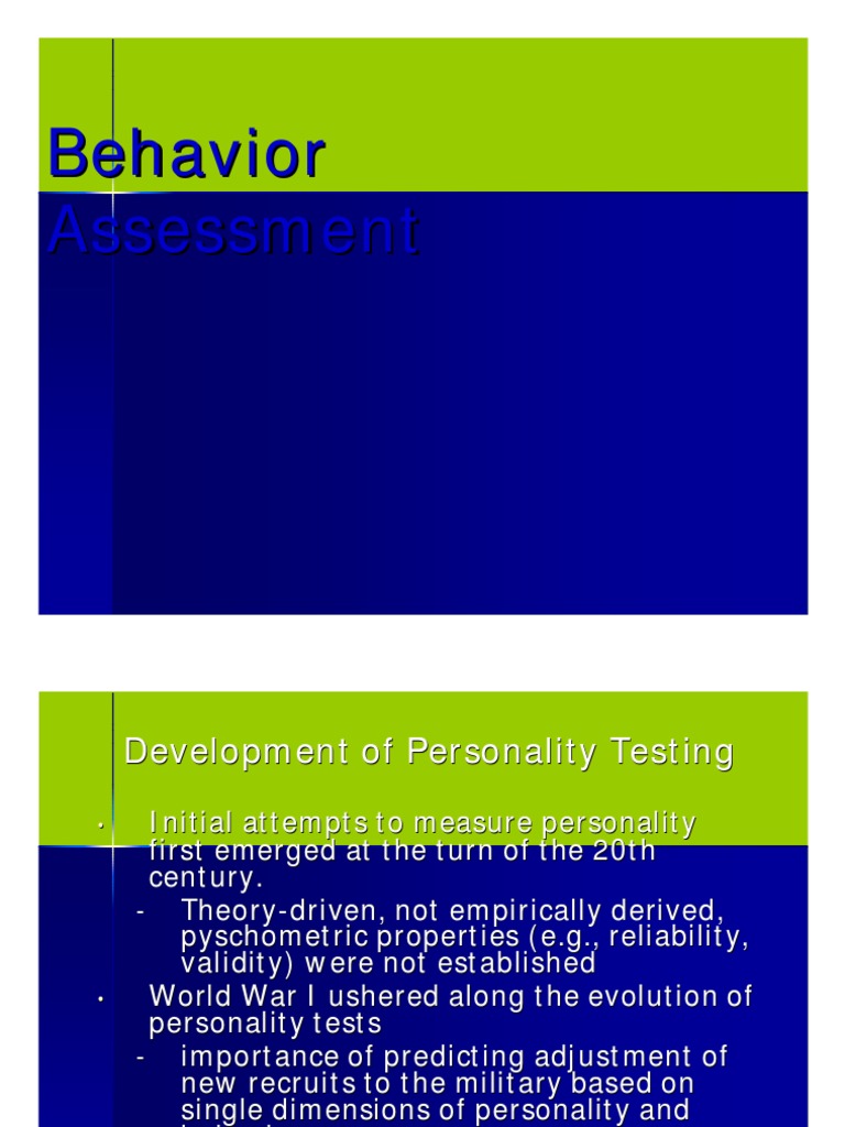 Behavior Assessment | Psychological Evaluation | Test (Assessment)