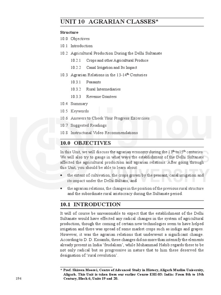 Agrarian Class Unit 3 | PDF | Agriculture | Irrigation