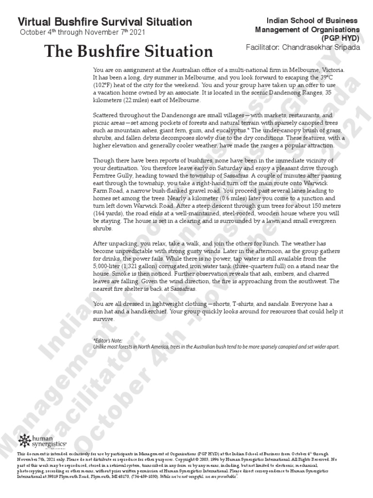 Virtual Bushfire Scoring Form | PDF