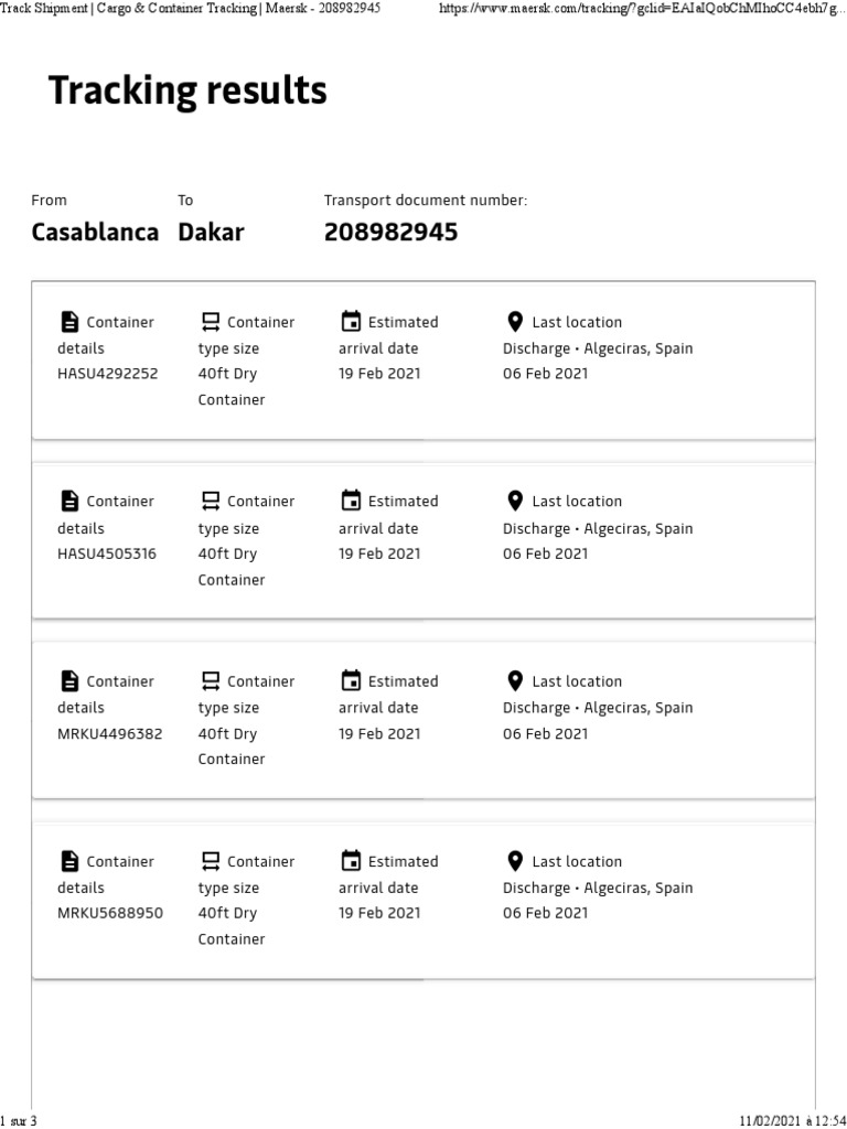 Track Shipment Cargo & Container Tracking Maersk - 208982945 | PDF ...