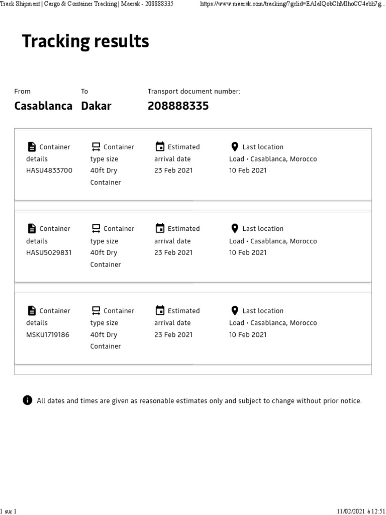 Track Shipment Cargo & Container Tracking Maersk - 208888335 | PDF