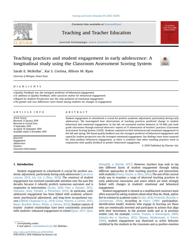 Study Using The Classroom Assessment Scoring System | PDF | Teachers ...
