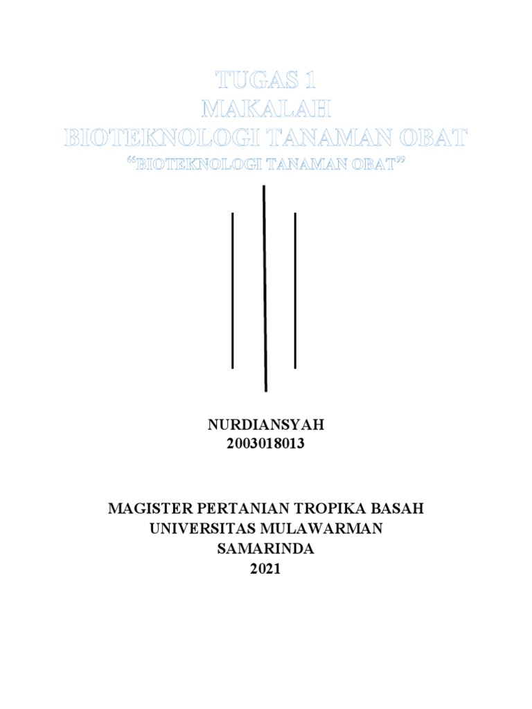 Tugas 1 Makalah Bioteknologi Tanaman Obat | PDF