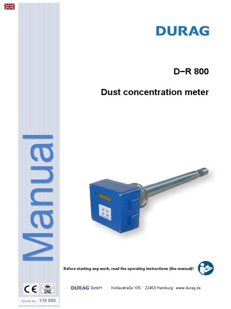D R 800 Dust Concentration Meter: Before Starting Any Work, Read The ...